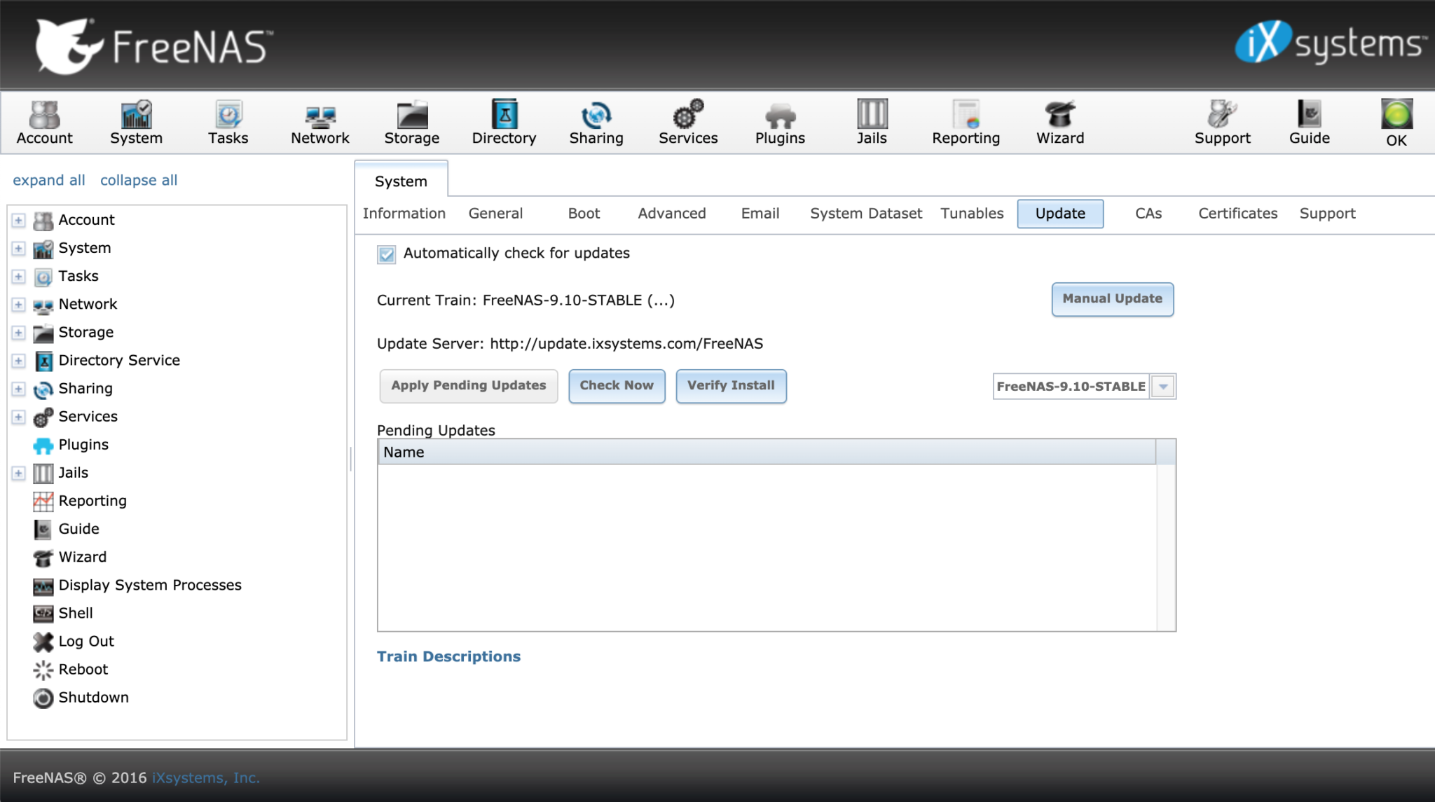 Upgrade FreeNAS 9.x to 11.x using web console – DBA Blog